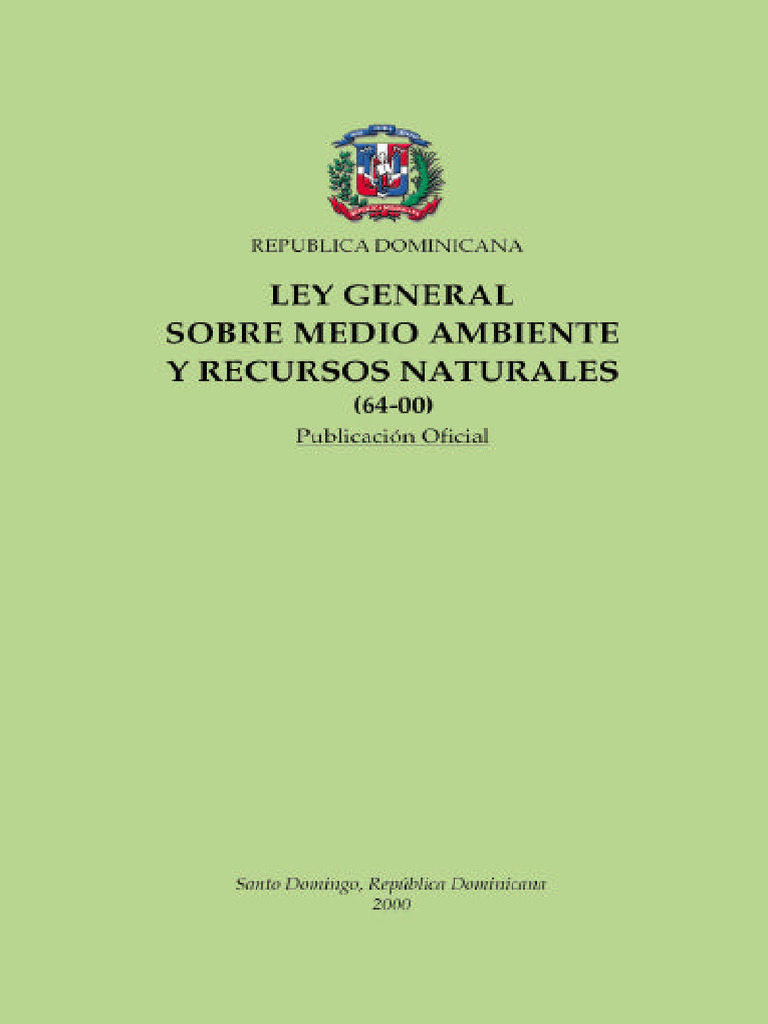 Ley No. 64 00 General Sobre El Medio Ambiente y Recursos Naturales (1 ...