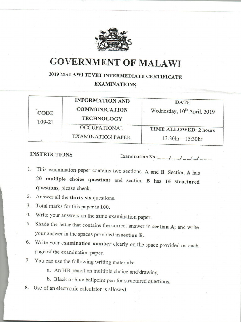 ICT April 2019 Examination Papers | PDF