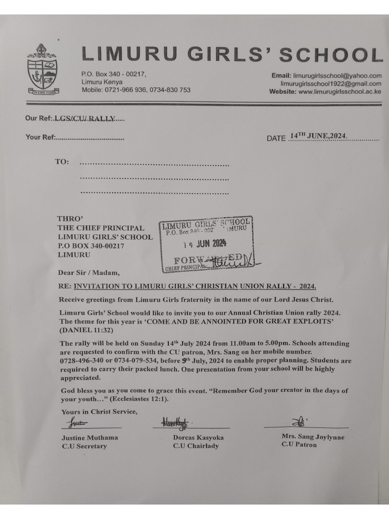 C.U Rally Invitation Letter | PDF