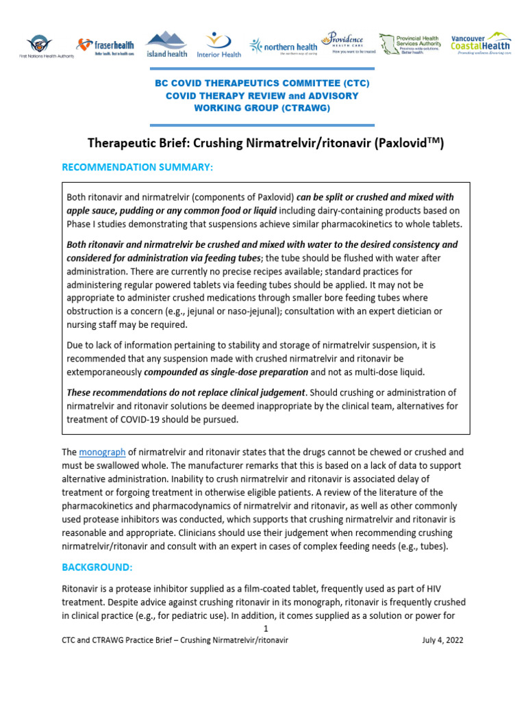 British Guidance On Paxlovid | PDF