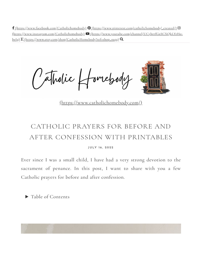 Catholic Prayers For Before and After Confession With Printables ...