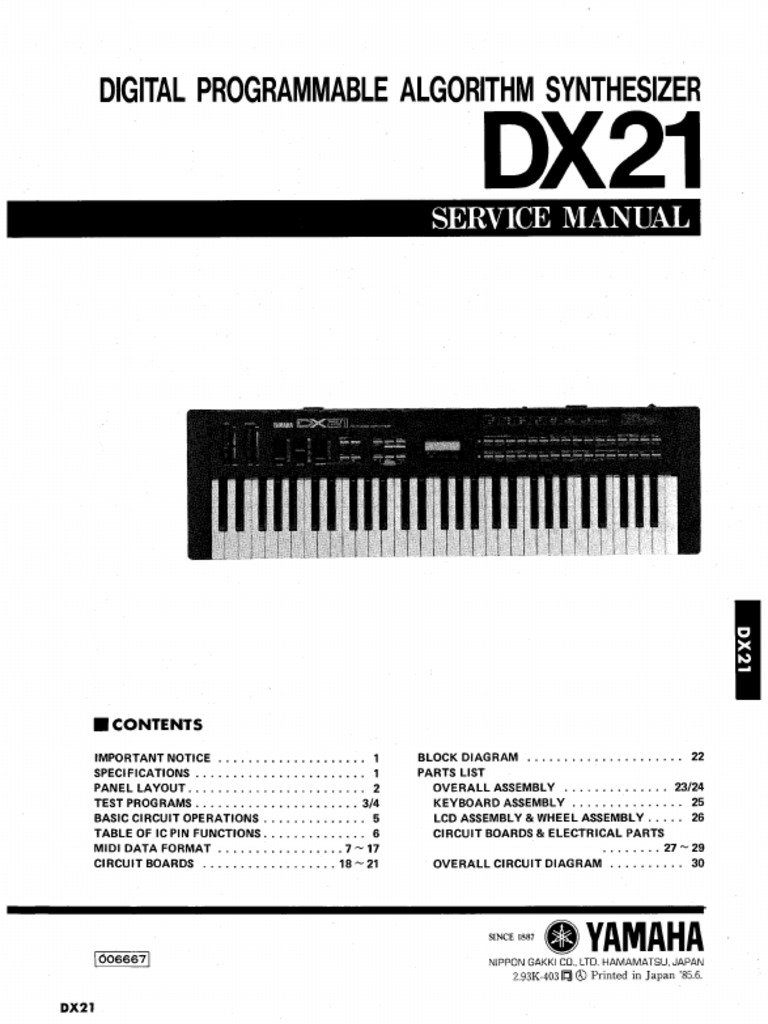 Yamaha Dx21 Sm | PDF