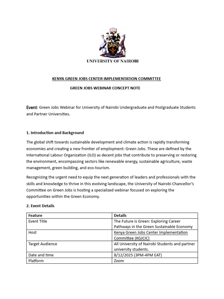 KGJCIC Green Jobs Webinar Concept Note | PDF | Green Job | Sustainability