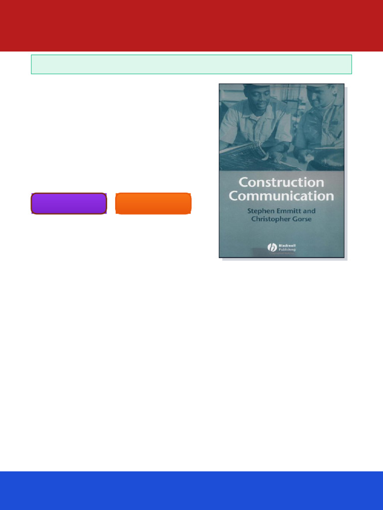 Construction Communication 1st Edition Stephen Emmitt Full Digital ...