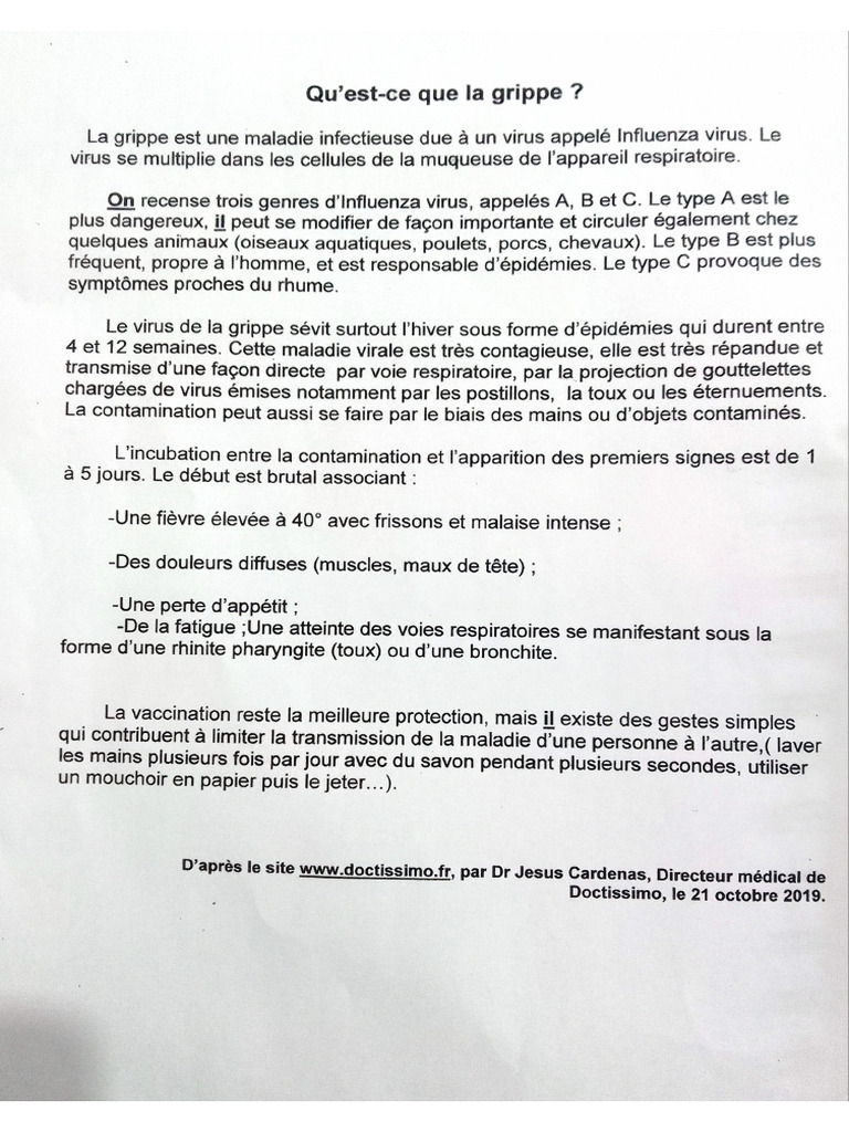Grippe - Définition 19 10 2025 19 46 | PDF