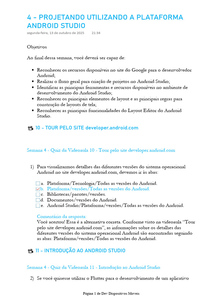 4 - Projetando Utilizando a Plataforma Android Studio | PDF | Android (sistema operacional ...