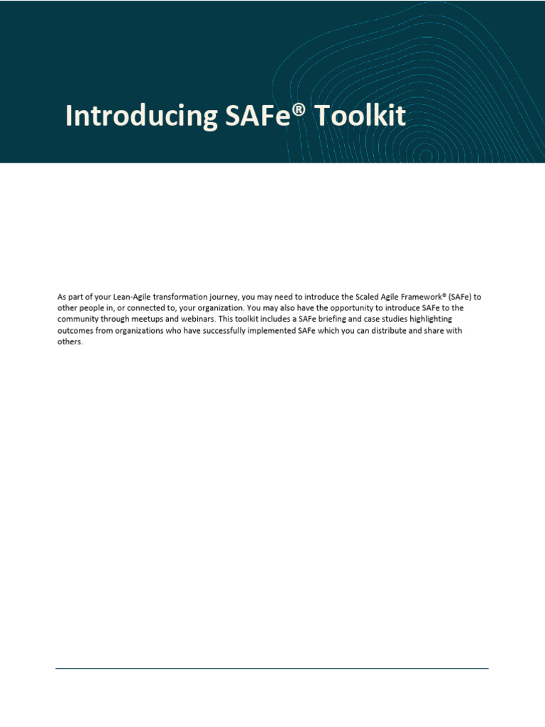 03 Introducing SAFe Toolkit Description (V6.0) | PDF