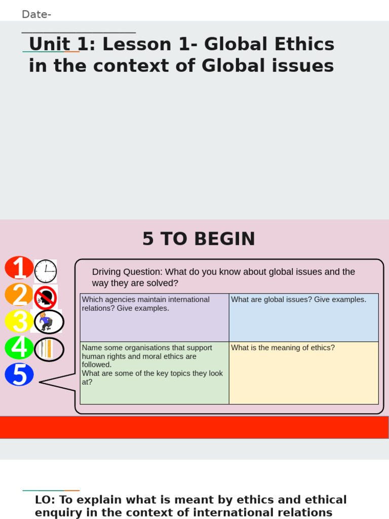Unit 1 - Introduction To Global Lesson 1 - Ethics Global Ethics in The ...