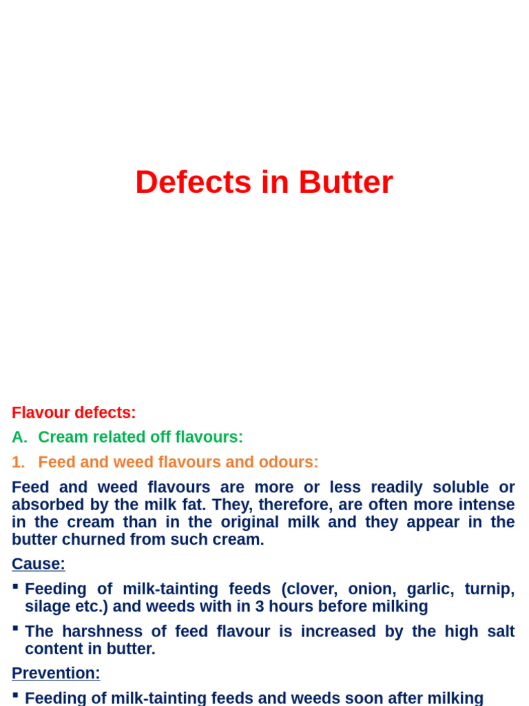 Common Butter Flavor Defects Explained | PDF | Taste | Butter