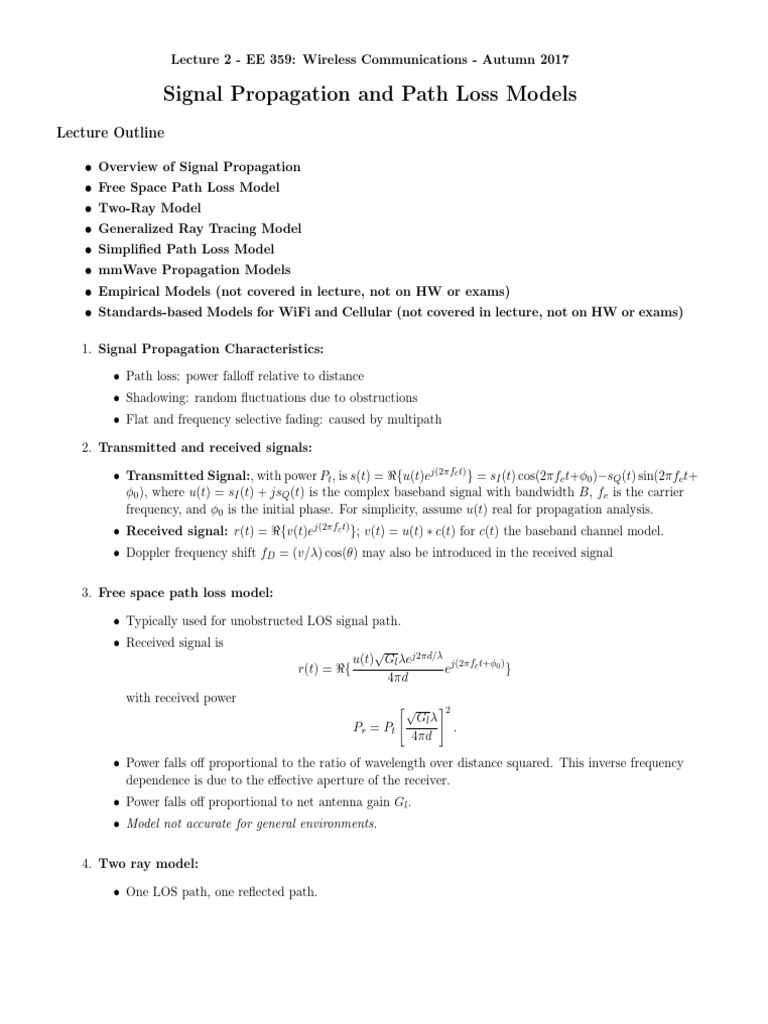 Lecture2 Handout | PDF | Wireless | Electronic Engineering