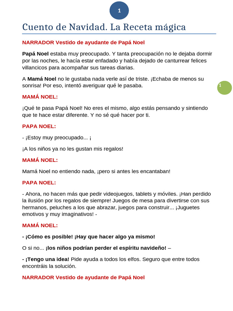 Cuento de Navidad. La Receta Mágica | PDF | Papá Noel | Duendes