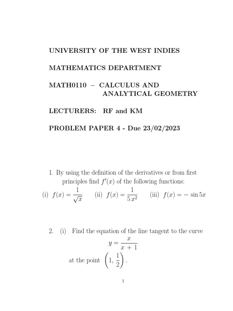 Problem Paper 4-MATH0110_09d7417bcc0ecded42ec4ea168024847 | PDF