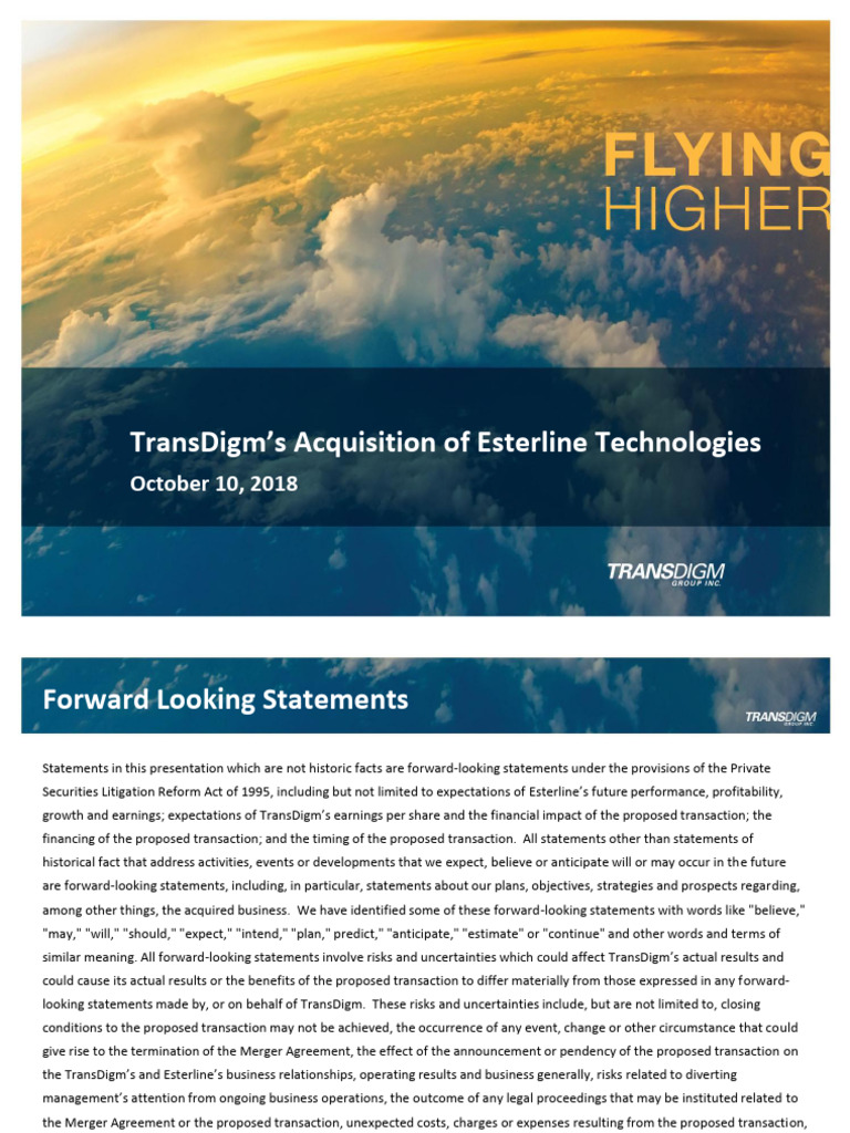 TransDigm Acquires Esterline Technologies | PDF | Mergers And ...