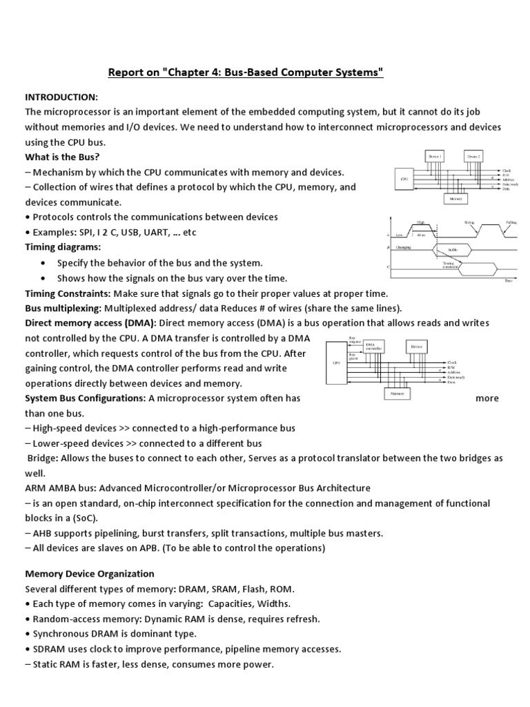 Report On Chapter 4 Bus-Based Computer Systems | PDF | Random Access Memory | Embedded System