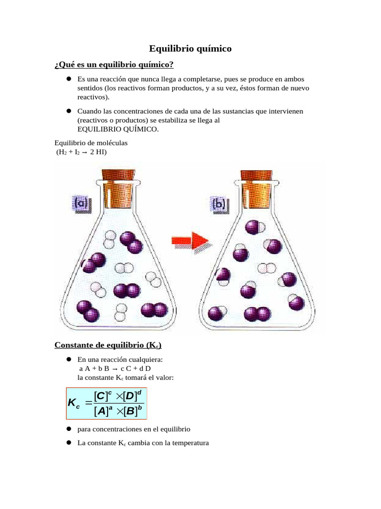 Conceptos Clave del Equilibrio Químico | PDF | Equilibrio químico ...