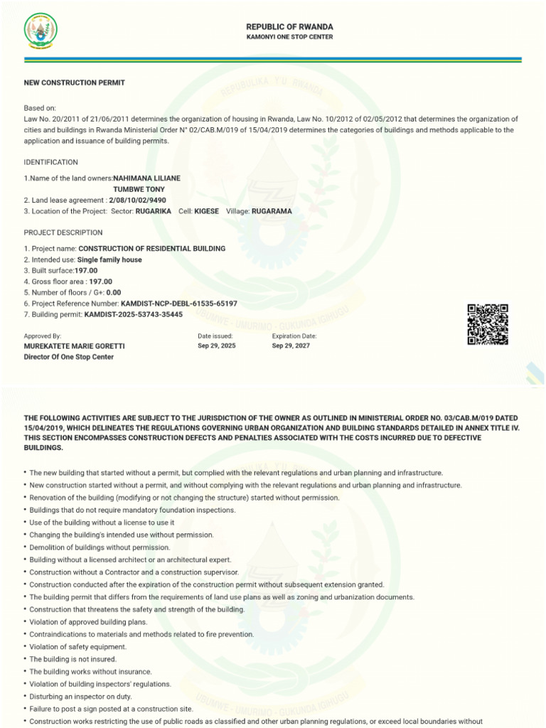 New Construction Permit - Certificate | PDF