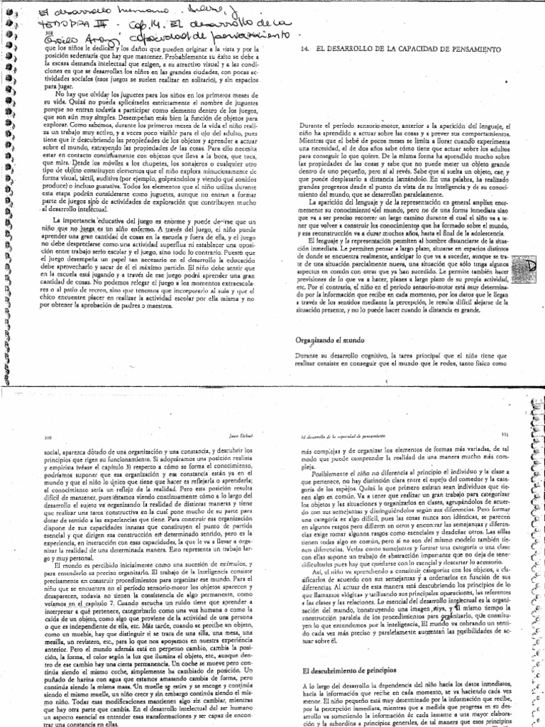 2. Delval, j. El Desarrollo Humano. Cap 14 El Desarrollo de La Capacidad de Pensamiento (Pre ...