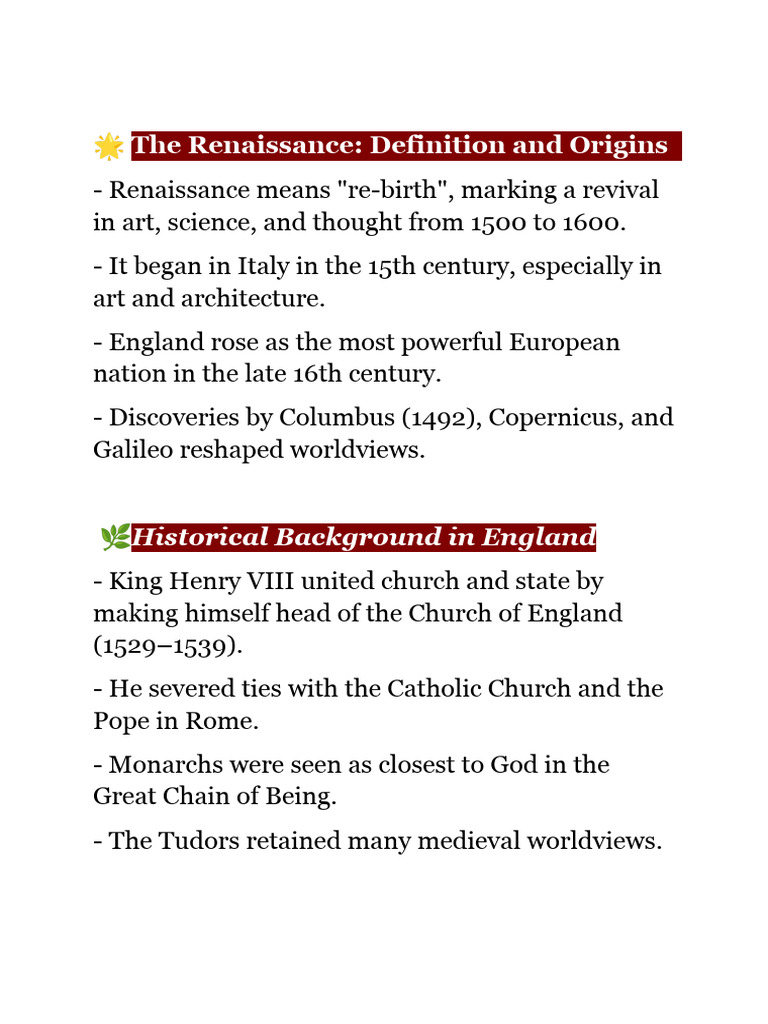 Renaissance Origins and English Impact | PDF | William Shakespeare