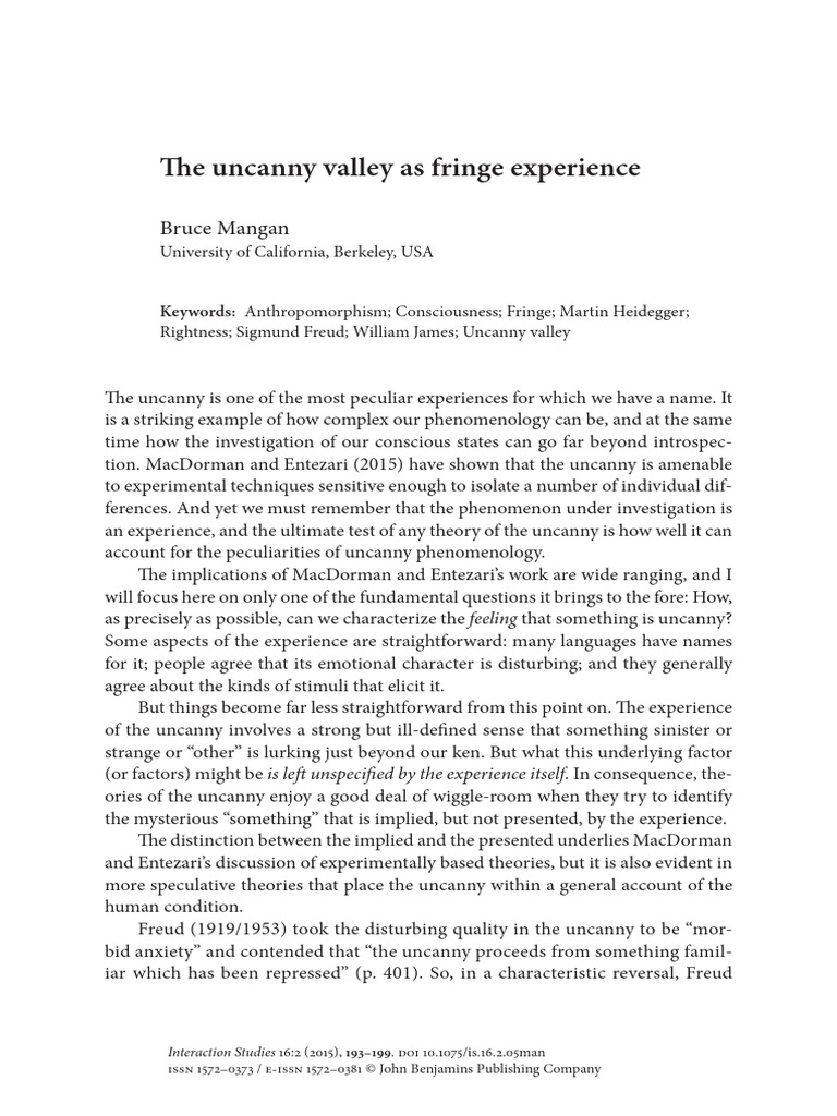 Uncanny Fringe | PDF | Experience | Consciousness
