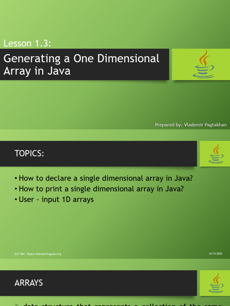 Java One-Dimensional Array Guide | PDF | String (Computer Science ...