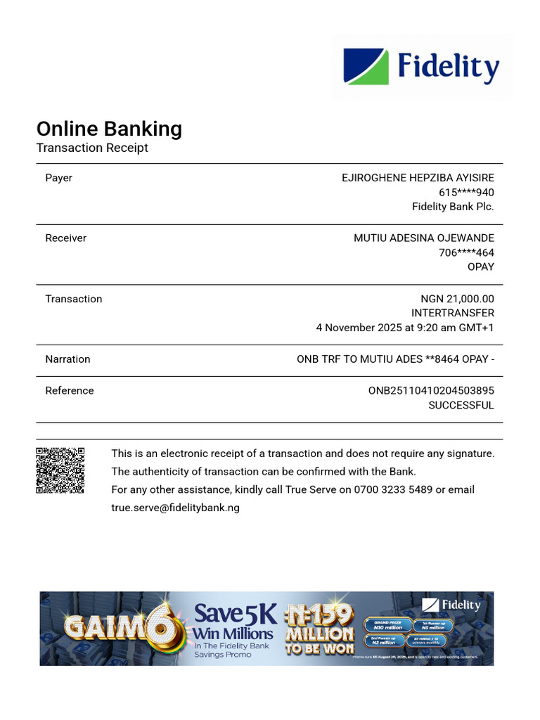 Online Banking Transaction Receipt | PDF