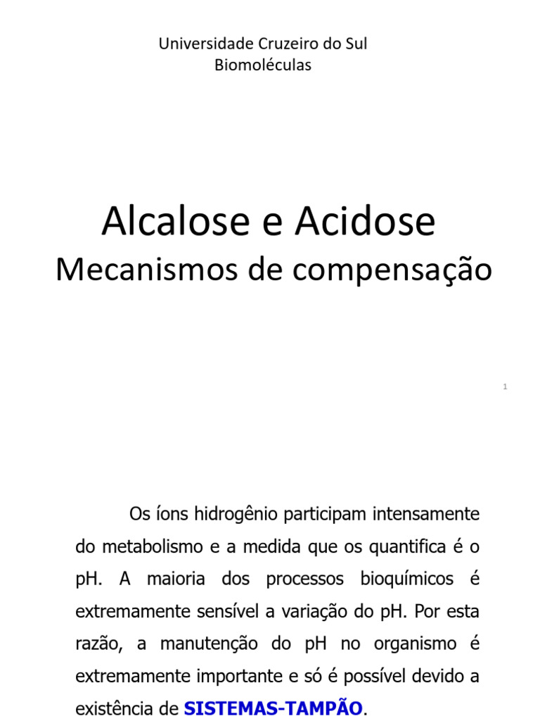Alcalose e Acidose - Mecanismos de Compensação | PDF | Solução-tampão ...