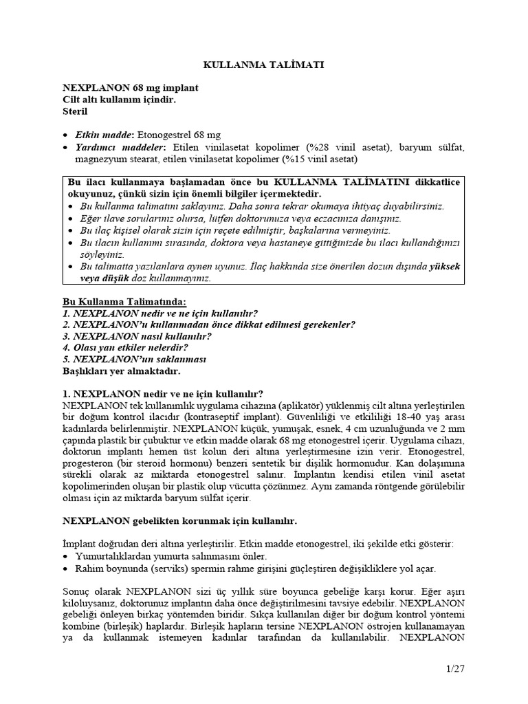 NEXPLANON 68mg Implant KT | PDF