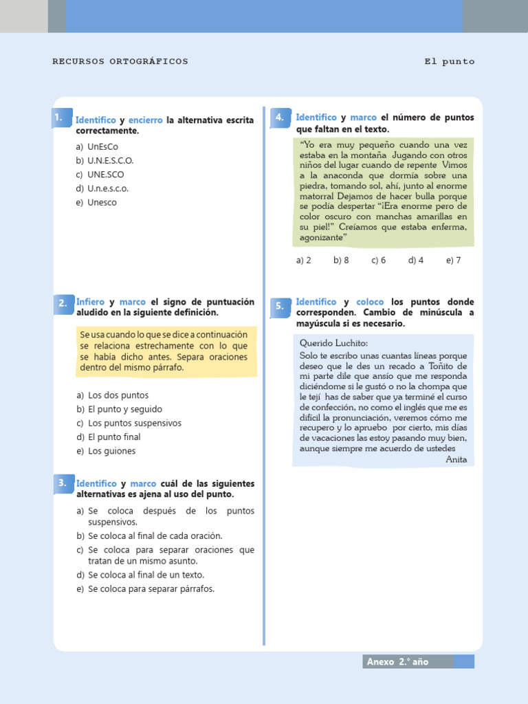 17 Com. 2.° Ficha El punto | PDF