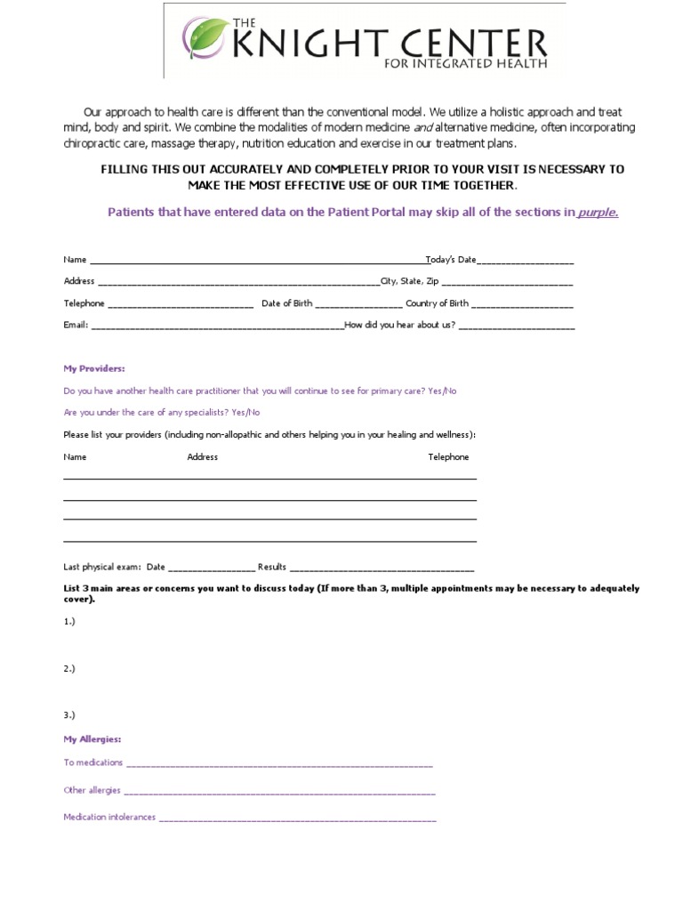 New Patient Questionnaire | PDF | Cough | Urinary Incontinence