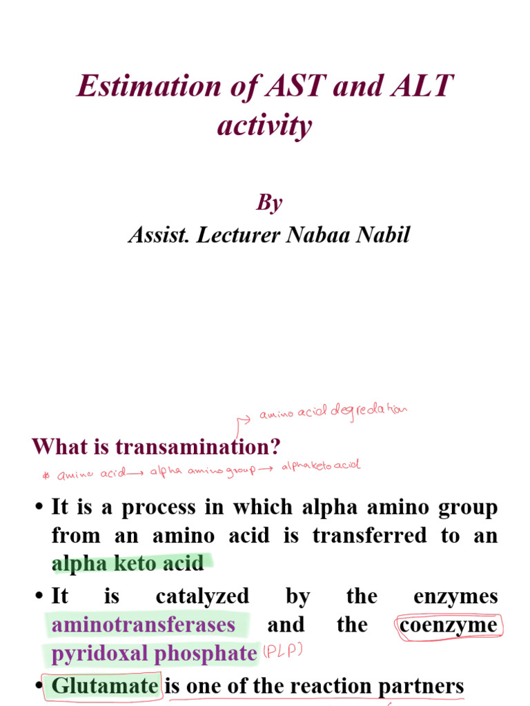 AST and ALT Estimation | PDF | Alanine Transaminase | Transaminase
