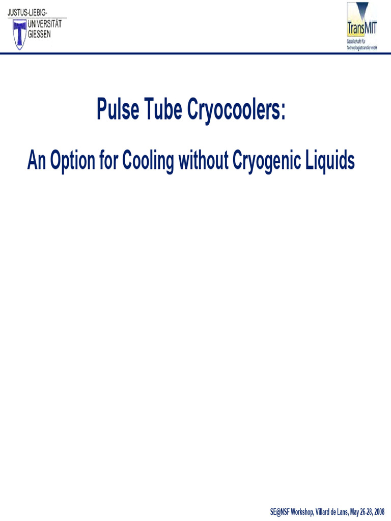 Pulse Tube Cryocoolers Overview | PDF | Transparent Materials | Applied ...