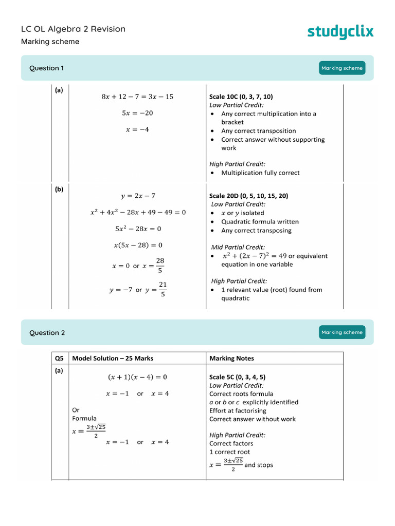 LC OL Algebra 2 Revision Questions With Marking-scheme (2) | PDF