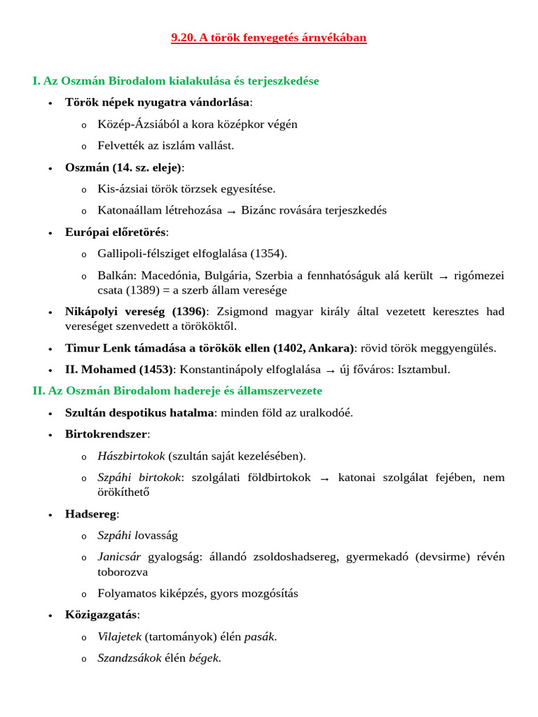 9.20. A Török Fenyegetés Árnyékában 10.C | PDF