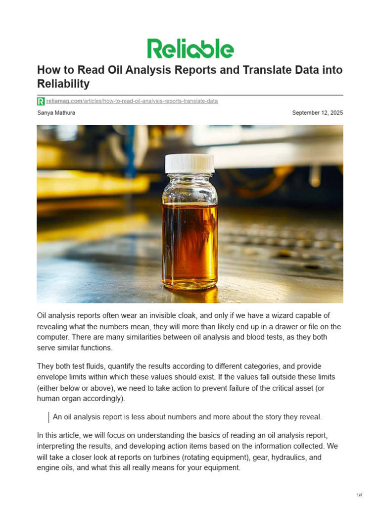 How To Read Oil Analysis Reports - 251101 - 063102 | PDF | Wear | Viscosity