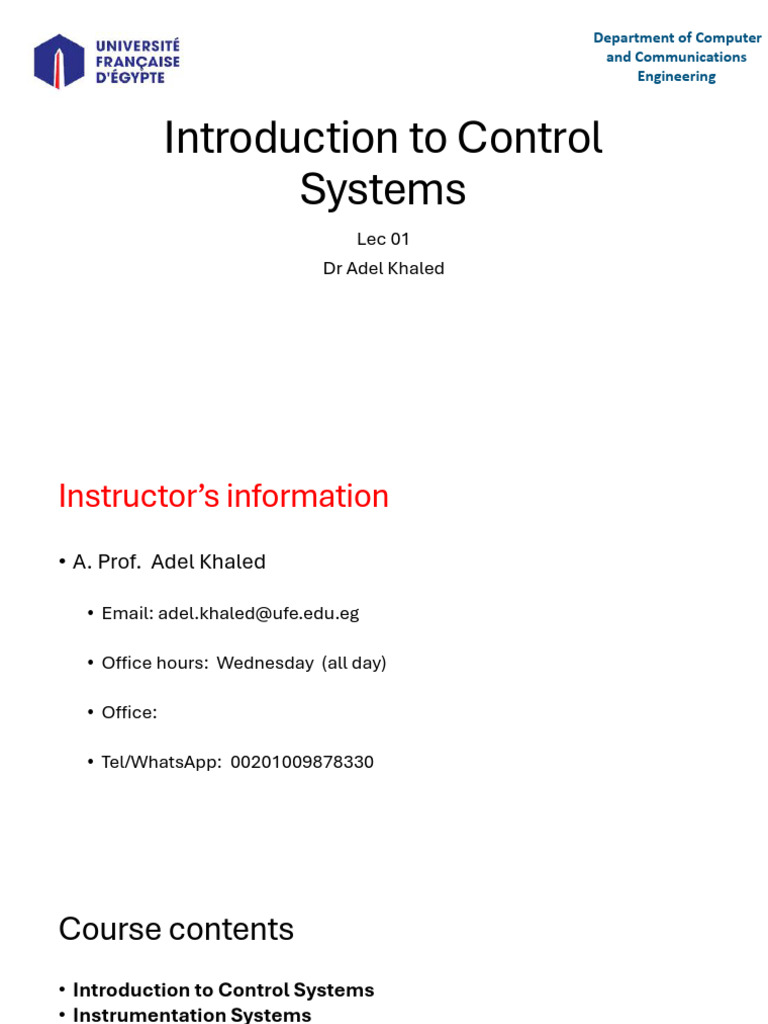 Introduction to Control Systems Basics | PDF | Control Theory | Automation