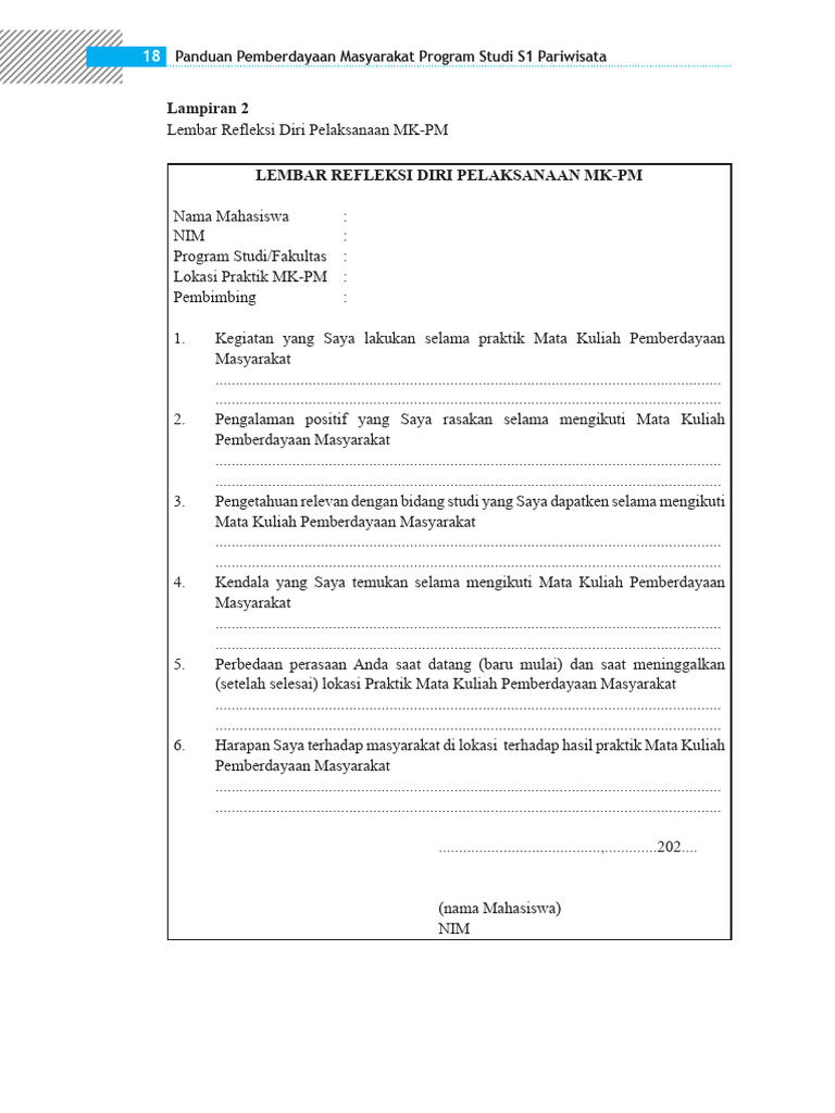 Format Lembar Refleksi Diri | PDF