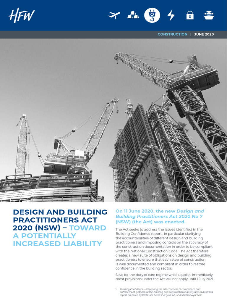 HFW Design and Building Practitioners Act 2020 NSW Jun 20 | PDF ...