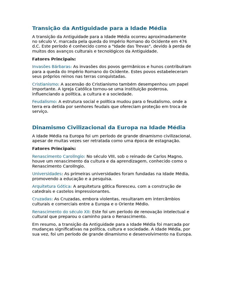 Transição Da Antiguidade para A Idade Média | PDF