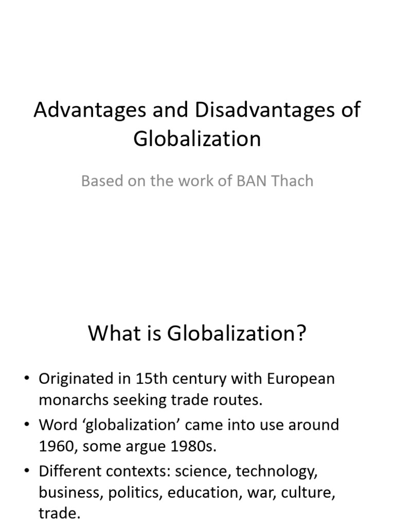 Globalization Pros and Cons | PDF | Globalization | Multinational ...