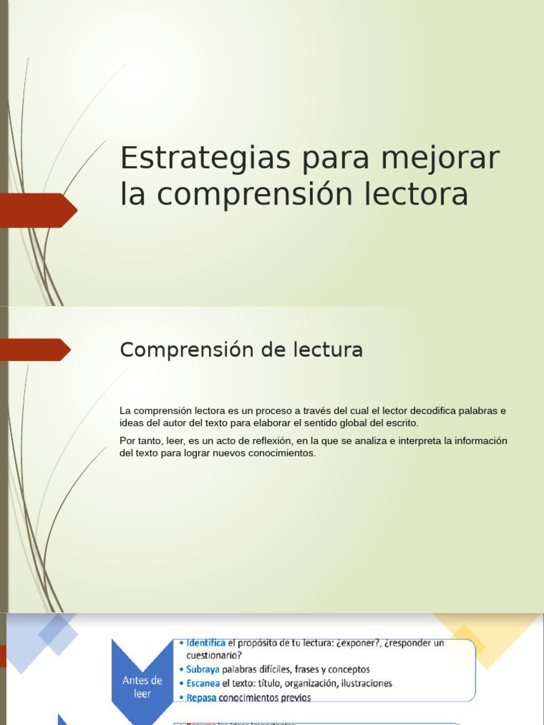 Estrategias para Mejorar la Comprensión Lectora | PDF | Comprensión ...