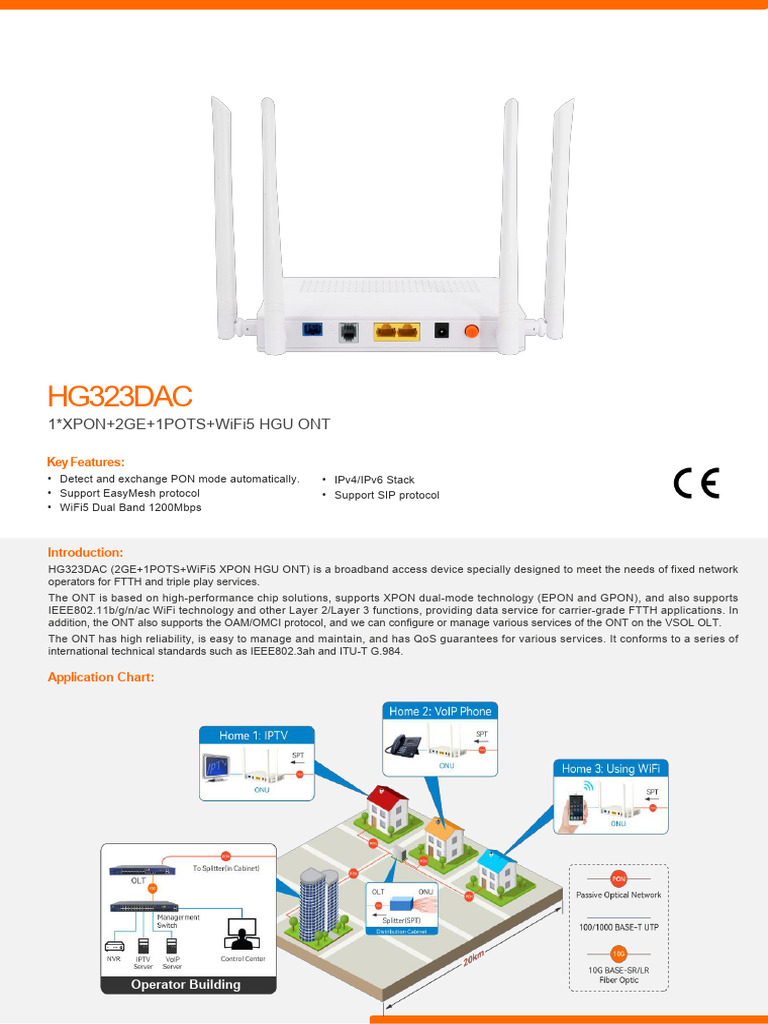 HG323DAC: WiFi5 XPON HGU ONT Device | PDF | Router (Computing) | Wi Fi