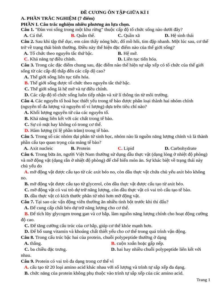 Đề-cương-SINH-10 | PDF