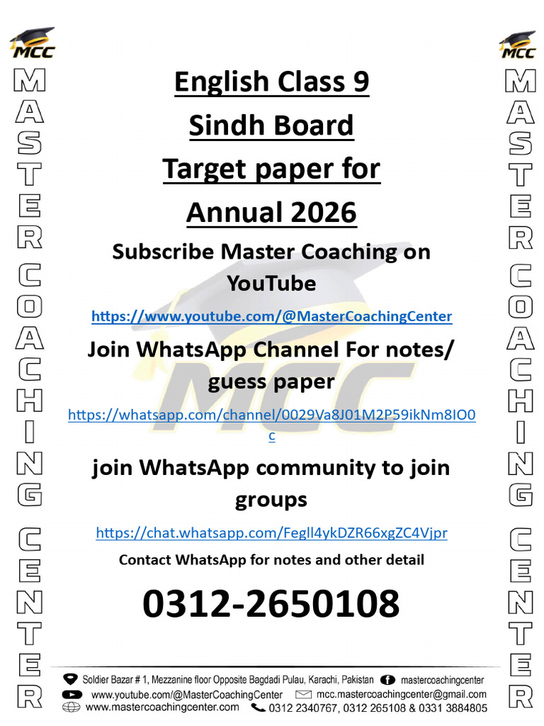 Class 9 English Target Paper 2026 | PDF | Force | Chemical Bond
