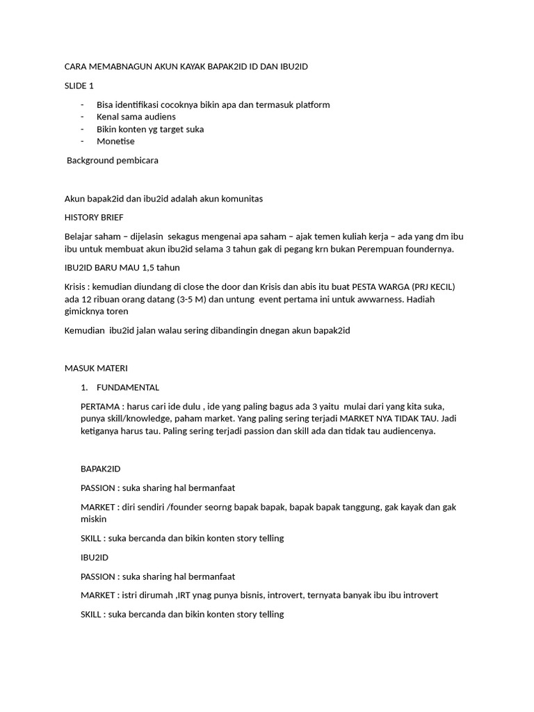 RINGKASAN Webinar Bapak2id Dan Ibu2id | PDF