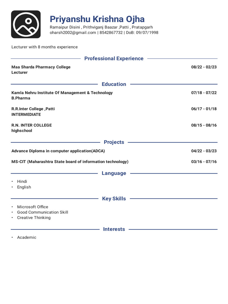 Priyanshu Krishna Ojha - Resume | PDF