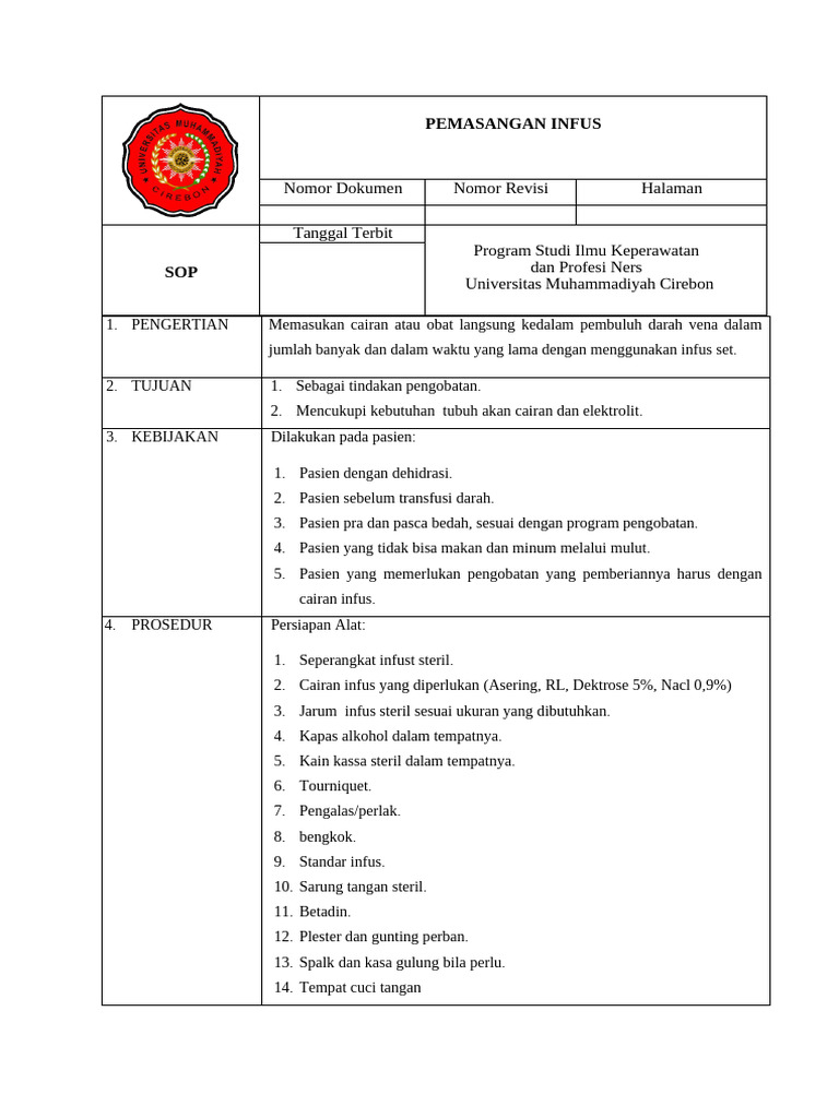 Panduan Pemasangan Infus untuk Perawat | PDF