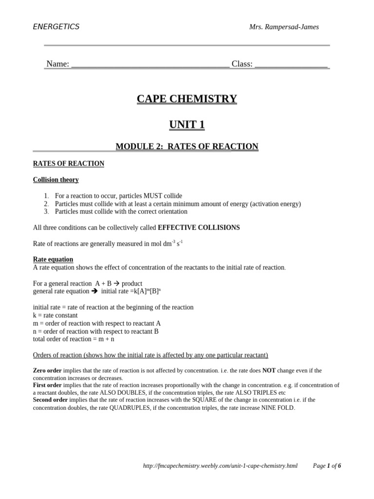 Module 2 - 1 Rates of Reaction | PDF | Reaction Rate | Process Engineering