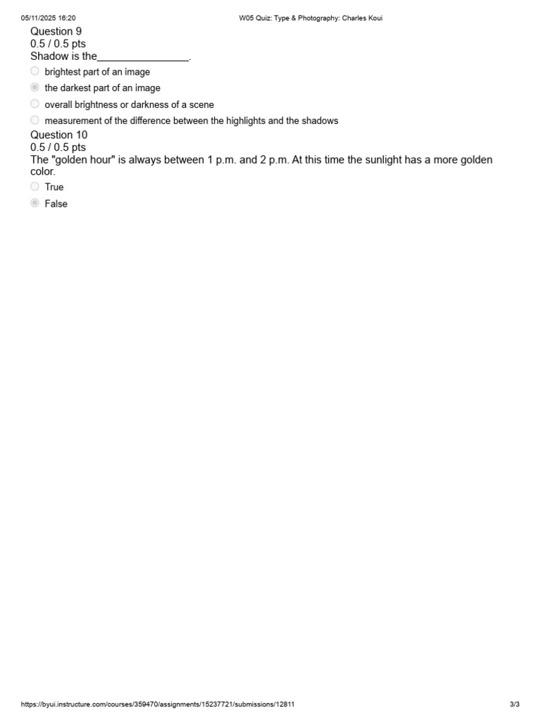 W05 Quiz - Type & Photography - Part 3 | PDF