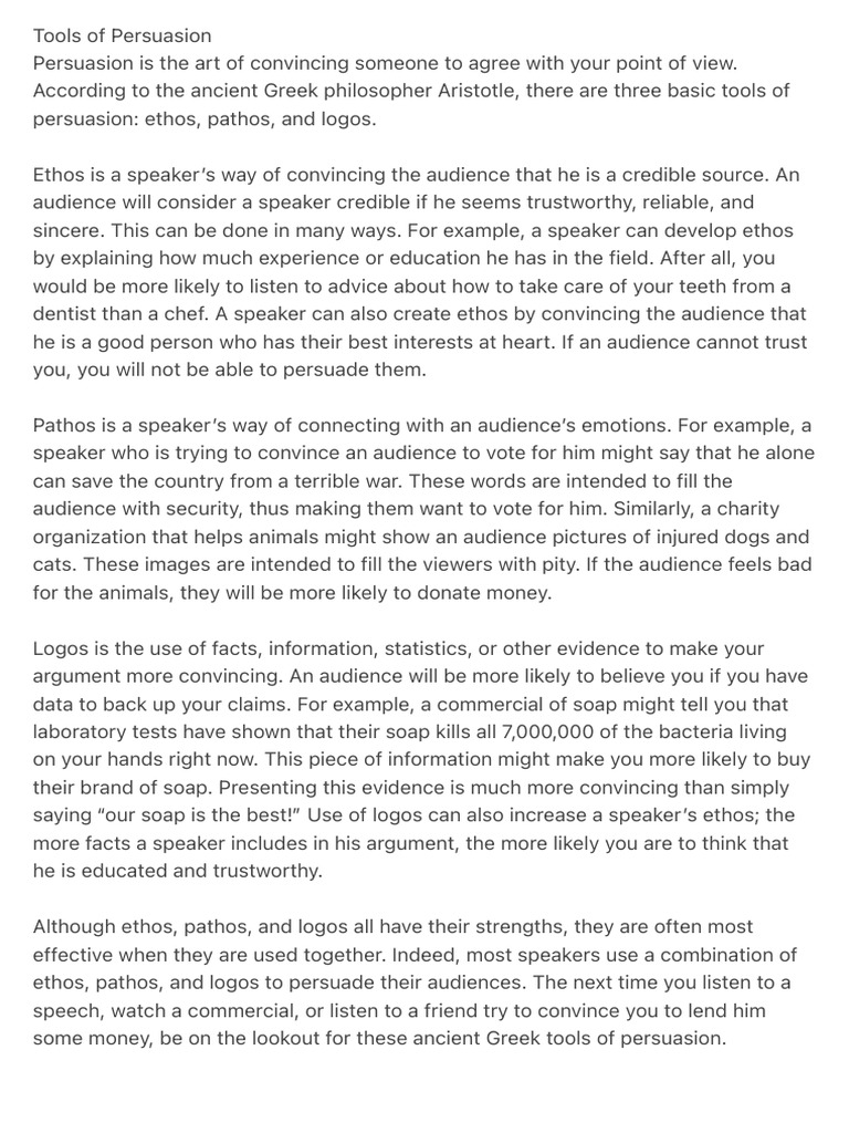 Tools of Persuasion | PDF | Logos | Rhetoric