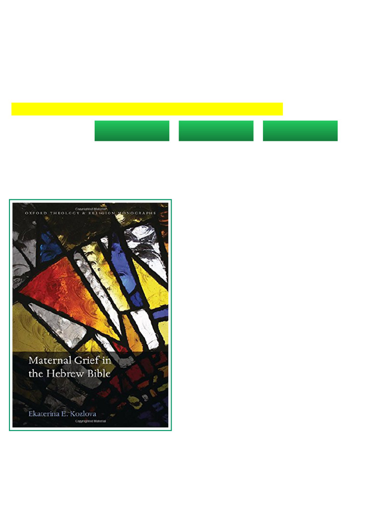 Maternal grief in the Hebrew bible 1st Edition Kozlova online version ...
